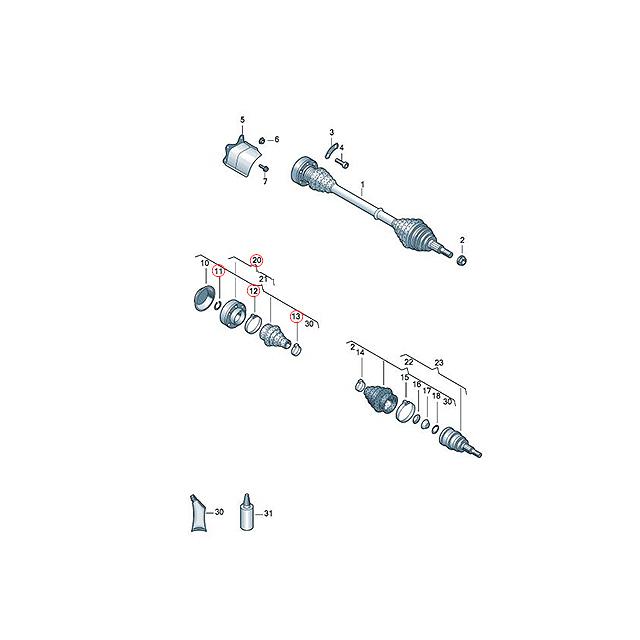 ドライブシャフト ブーツ フロント インナー 左右共通(片側) アウディ A3/S3 8LAUQ 8LAQAF 8LAMKF ...