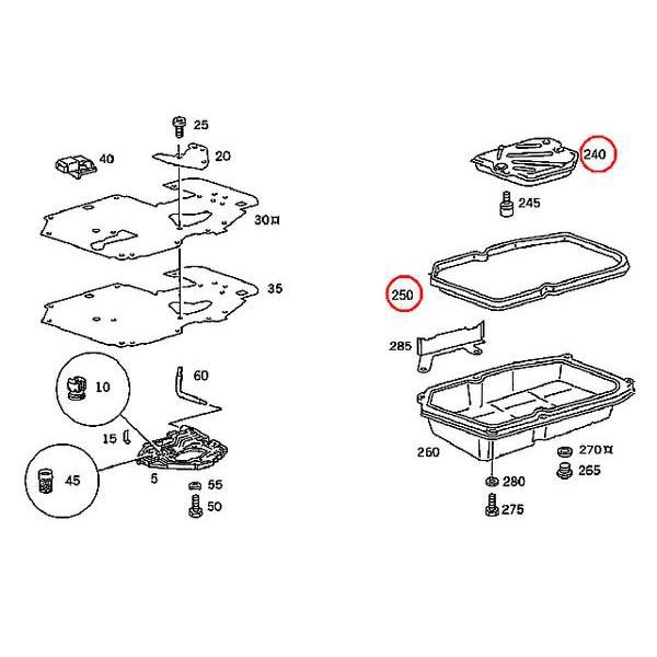 Mercedes-Benz（メルセデス・ベンツ） 722.4系 機械式4速AT オイルフィルター＆オイルパンガスケット Eクラス W210 ...