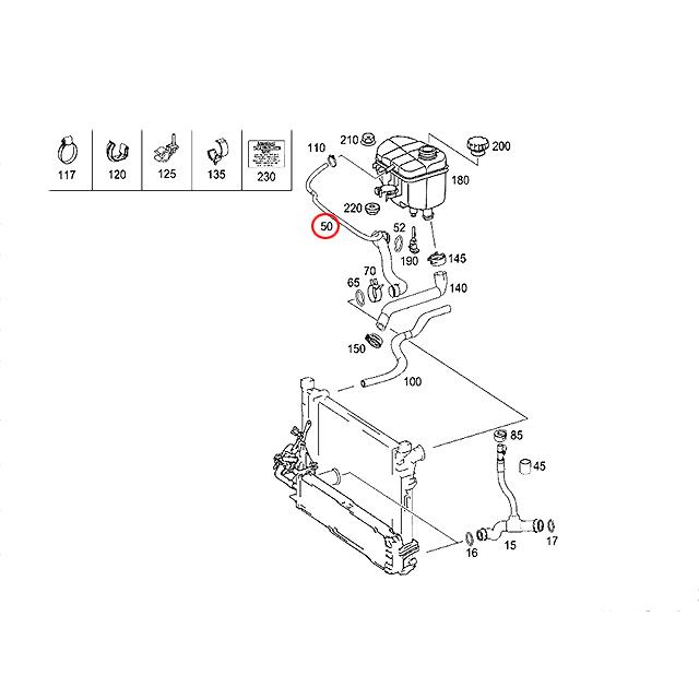 Mercedes-Benz（メルセデス・ベンツ） 純正品 ラジエター アッパーホース Cクラス W203 C230 C280 : セントピア ...