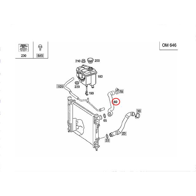 Mercedes-Benz ラジエター アッパーホース メルセデスベンツ Cクラス W203 C180 C200 C230 コンプレッサー ...