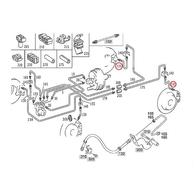 Mercedes-Benz ブレーキホース リア 左右共通(1本) メルセデスベンツ Sクラス W220 S600 S65AMG : セント ...