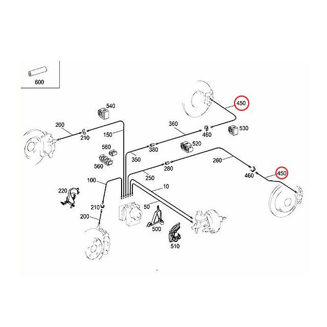 Mercedes-Benz ブレーキホース リア メルセデスベンツ C/GLKクラス W204 C180 C200 C250 C300 ...