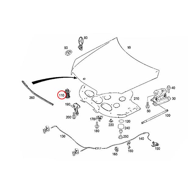 Mercedes-Benz（メルセデス・ベンツ） 純正品 フードスプリング Cクラス W204 C180 C200 C250 C300 ...