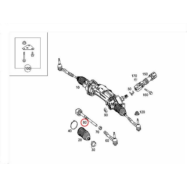 インナータイロッド ラックエンド 左右共通(片側) メルセデスベンツ Cクラス W205 C180 C200 C220D C250 C350E ...