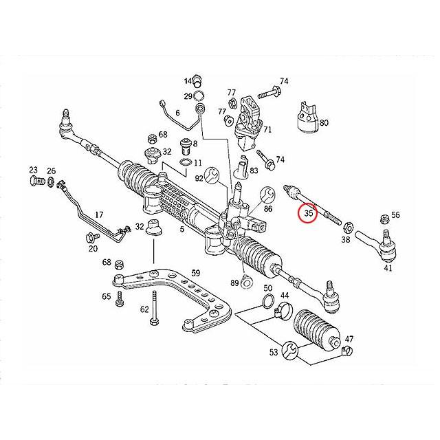 Mercedes-Benz インナータイロッド 左右共通(1本) メルセデスベンツ Eクラス W210 E230 E240 E320 E400 ...