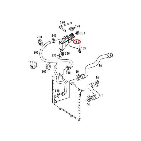 Mercedes-Benz ラジエター リザーバータンク メルセデスベンツ Eクラス W210 E230 E240 E320 E400 E420 E430 E50AMG E55AMG ...