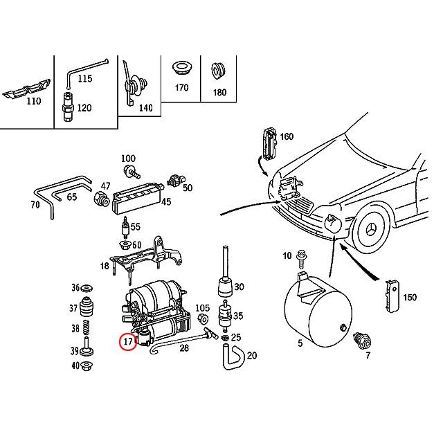 Mercedes-Benz 純正品 エアサスコンプレッサー メルセデスベンツ Eクラス W211 E230 E240 E250 E280 E300 E320 E350 E500 E550 ...