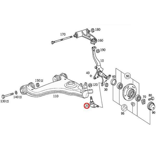 フロント ロアアーム ボールジョイント メルセデスベンツ Eクラス W211 E320 E350 :2113300335-ed04:セントピア ...