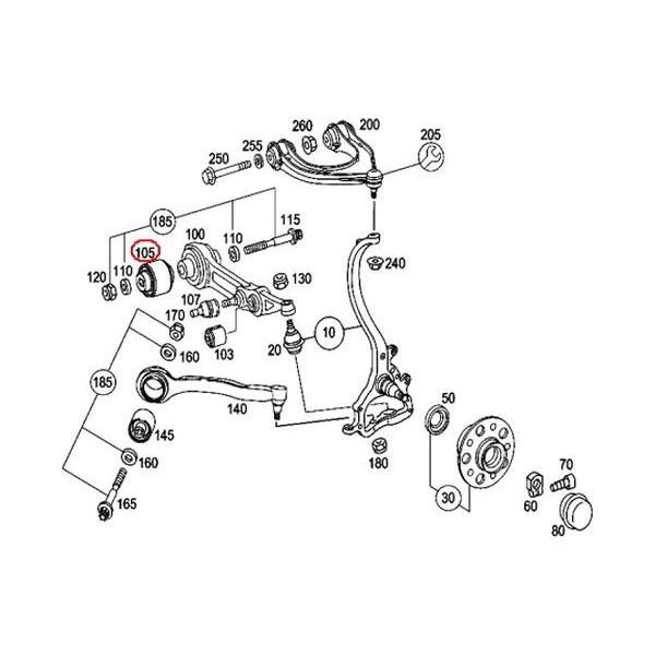Mercedes-Benz ロアアーム ブッシュ フロント インナー 左右共通 メルセデスベンツ Eクラス W211 E240 E280 ...