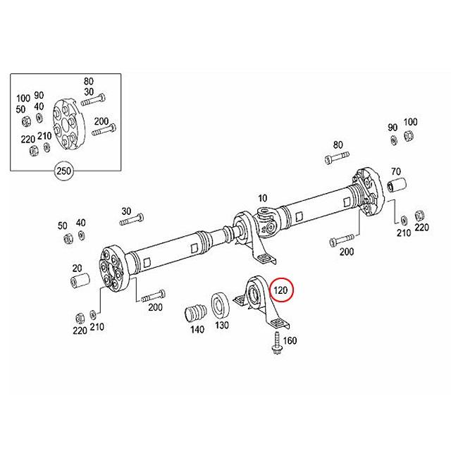 Mercedes-Benz（メルセデス・ベンツ） プロペラシャフト センターベアリング サポート W210 W211 W215 W219 W220 : セントピア ショッピングストア - 通販 ...