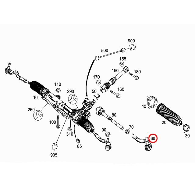 Mercedes-Benz タイロッドエンド 左側 メルセデスベンツ Eクラス W212 E220D E250 E300 E350 E350D E400 E550 : セントピア ショッピング ...