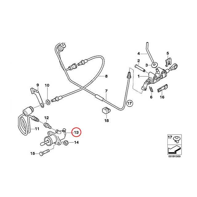 BMW クラッチレリーズシリンダー E32 E34 E36 E38 E39 E60 E61 E63 E64 X5(E53) Z3(E36 ...