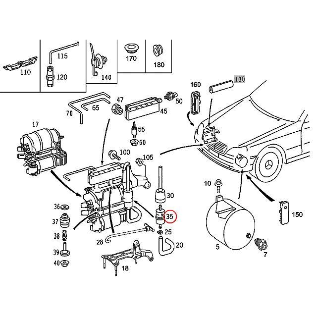 Mercedes-Benz エアサスポンプ エアサスコンプレッサー用 フィルター メルセデスベンツ Sクラス W221 S350 S400 ...