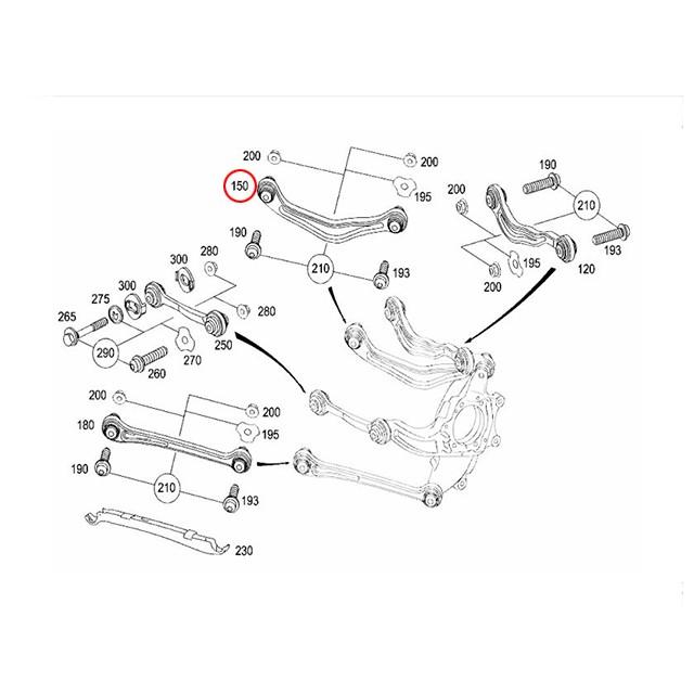 Mercedes-Benz ストラットアーム テンションロッド リア 左側 メルセデスベンツ Sクラス W221 S350 S400 S500 ...
