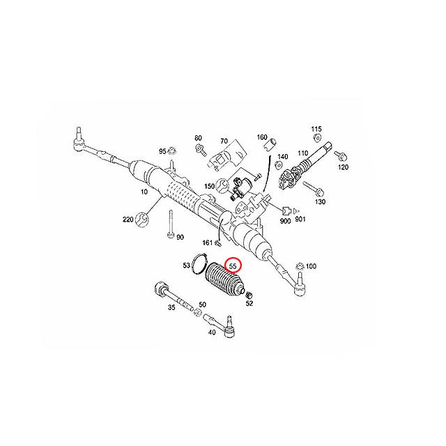 Mercedes-Benz ステアリングラックブーツ 左右共通(片側) メルセデスベンツ Sクラス W221 S350 S400 S500 ...