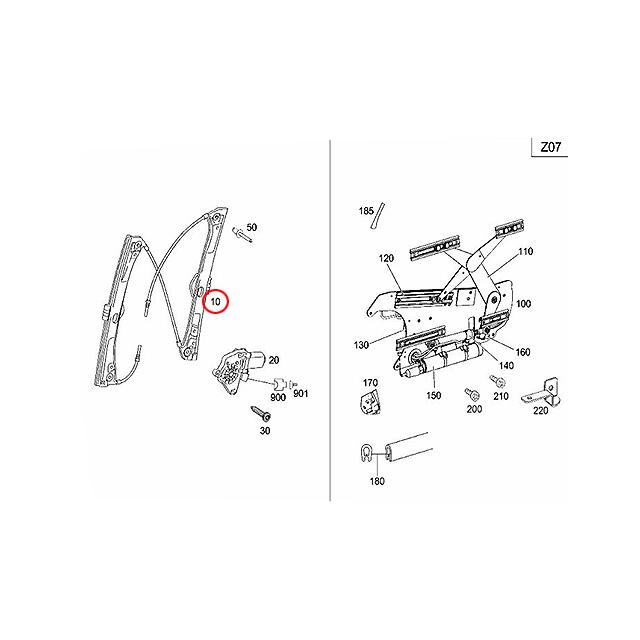 Mercedes-Benz 純正品 パワーウインドウ レギュレーター フロント 右側 メルセデスベンツ Sクラス W221 S350 S400 ...