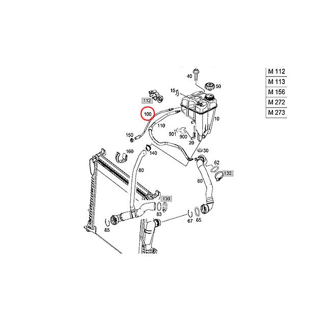 Mercedes-Benz ウォーターホース メルセデスベンツ SLクラス R230 SL350 SL500 SL550 SL55AMG ...