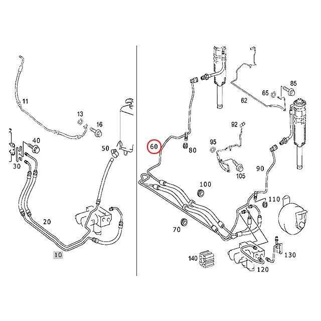 Mercedes-Benz 純正品 ABCホース ハイプレッシャーホース メルセデスベンツ SLクラス R230 SL350 SL500 ...
