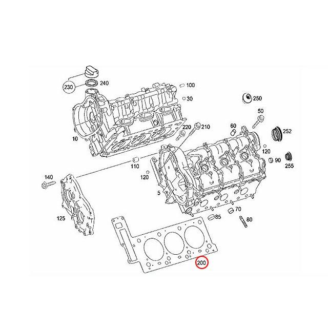 Mercedes-Benz シリンダーヘッド ガスケット 右側 メルセデスベンツ CLKクラス W209 CLK350 M272 V6エンジン ...