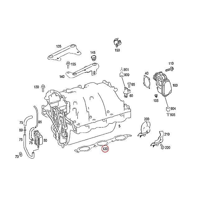 Mercedes-Benz（メルセデス・ベンツ） インテークマニホールド ガスケット 左側 R171 R230 W203 W204 W207 ...