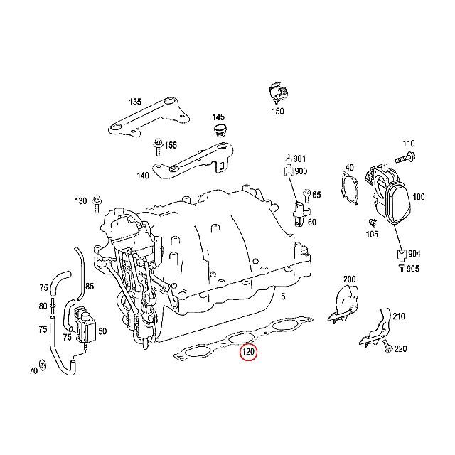 インテークマニホールド ガスケット パッキン 右側 メルセデスベンツ SLKクラス R171 SLK280 SLK350 M272 V6 ...