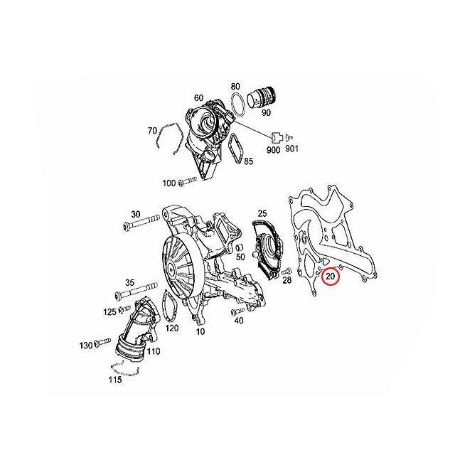 ウォーターポンプ ガスケット メルセデスベンツ C/GLKクラス W204 C350 X204 GLK350 M276 V6エンジン ...