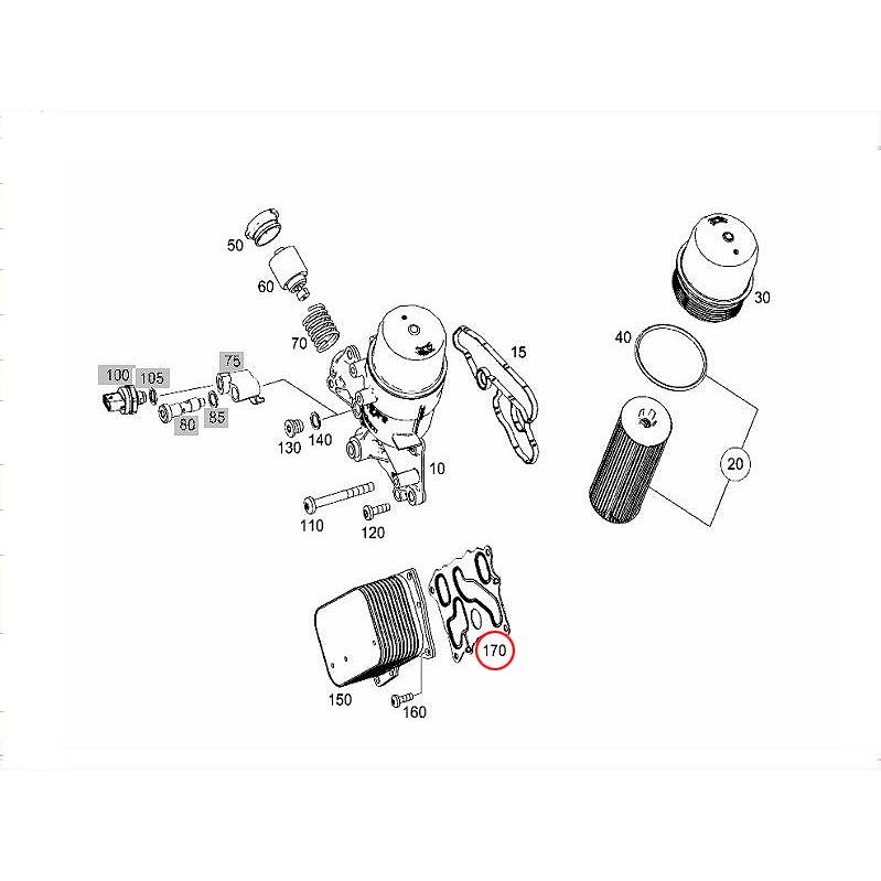 オイルクーラー ガスケット メルセデスベンツ R172 R231 W166 W207 W212 W216 W217 W218 W221 ...