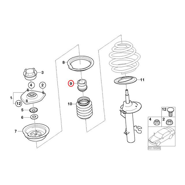 MINI（ミニ） バンプラバー フロント 左右共通(片側) R50 R52 R53 クーパー クーパーS ワン RA16 RF16 RH16 ...