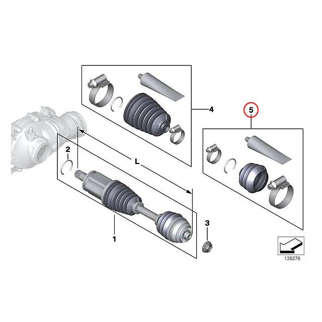 BMW ドライブシャフト ブーツ フロント アウター 左右共通(片側) X3シリーズ E83 2.5i 2.5si 3.0i 3.0si PA25 PA30 PC25 PC30 : セントピア ...
