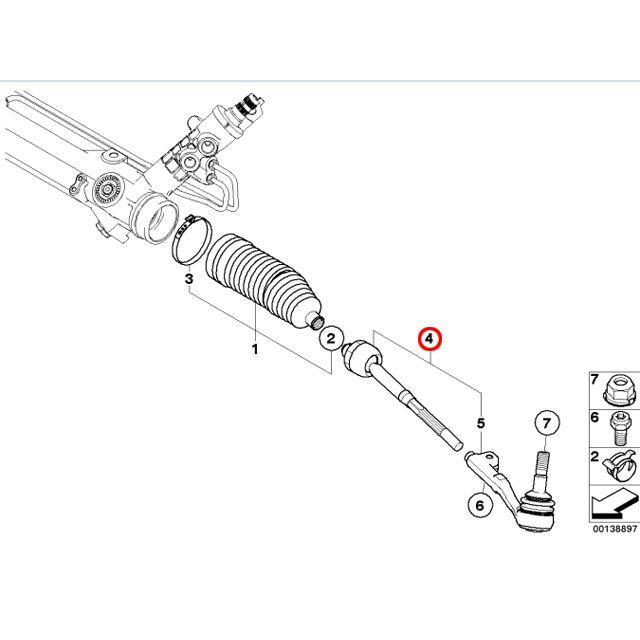 タイロッド ASSY(インナー+アウター) フロント 右側 BMW 1シリーズ E82 E87 E88 116i 118i 120i 130i 135i UC20 UC30 UC35 UD20 ...