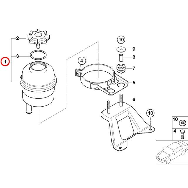 パワステオイルタンク BMW E87 E88 E36 E46 E90 E91 E92 E39 E60 E61 E63 E64 E38 E65 E66 X1(E84) X3(E83) X5 ...