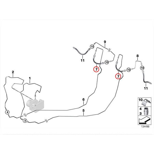 BMW ブレーキホース リア 左右共通(1本) X1シリーズ E84 18i 20i 25i 28i VL18 VL20 VL25 VM20 ...