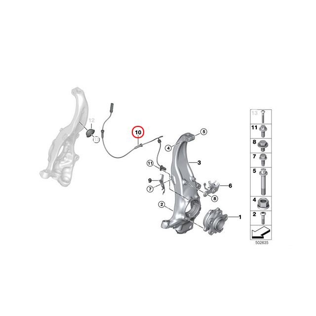 BMW ABSセンサー フロント 左右共通(片側分) 7シリーズ G11 740e 740i 745e 750i 7A30 7A44 7D20 7D30 7R30 7R44 / G12 ...