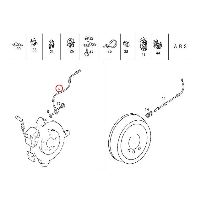 Mercedes-Benz（メルセデス・ベンツ） ABSセンサー フロント 左右共通(1本) Gクラス W463 300GE G320 ...