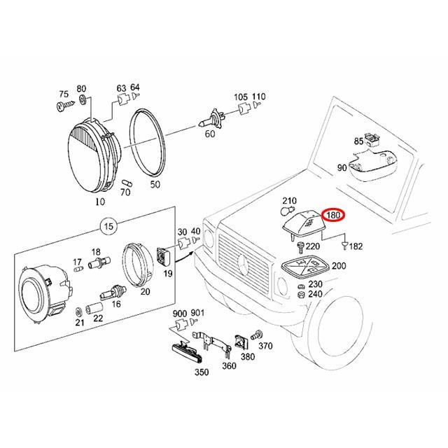 Mercedes-Benz 純正品 W463ゲレンデ用 フェンダーウインカー ホワイト(左右共通) メルセデスベンツ Gクラス W463 ...