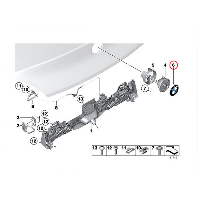 純正 BMW E89 ロードスター トランク蓋 BMWエンブレムバッジ ロゴサイン OEM 51147200474 『5年保証』