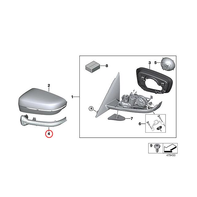 BMW ドアミラーウインカー 右側 7シリーズ G11 G12 740i 750i 740Li 750Li 7A30 7A44 7E30 ...