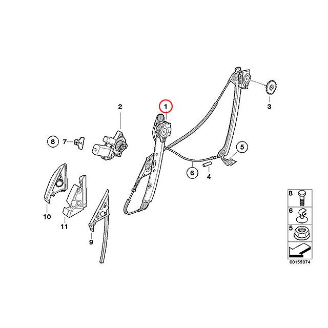 BMW パワーウインドウレギュレーター フロント 左側 BMW 1シリーズ E82 E88 120i 135i UC20 UC30 UC35 ...