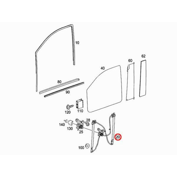 Mercedes-Benz（メルセデス・ベンツ） パワーウインドウレギュレーター フロント 右側 Vクラス W639 ビアノ アンビエンテ 3 ...