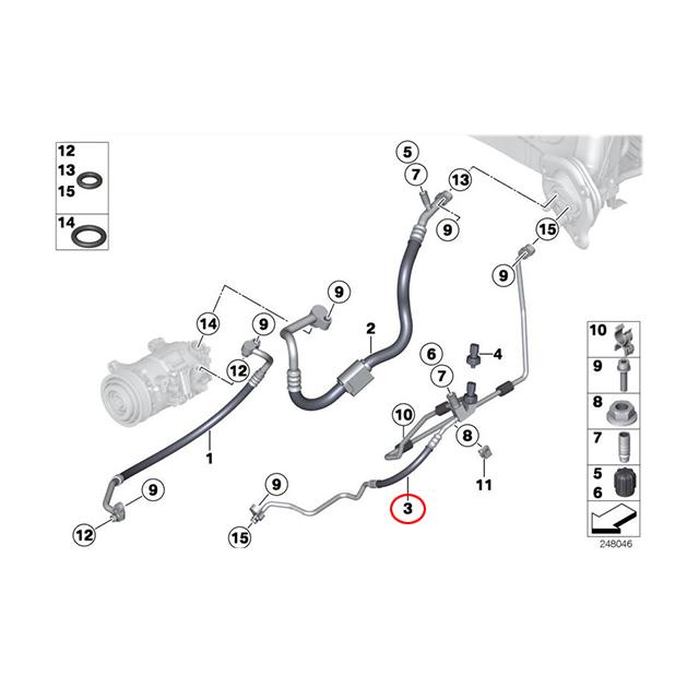 BMW エアコンホース F20 F22 F30 F31 F34 F80 F32 F33 F82 エアコンコンデンサー〜エアコンリキッドタンク ...