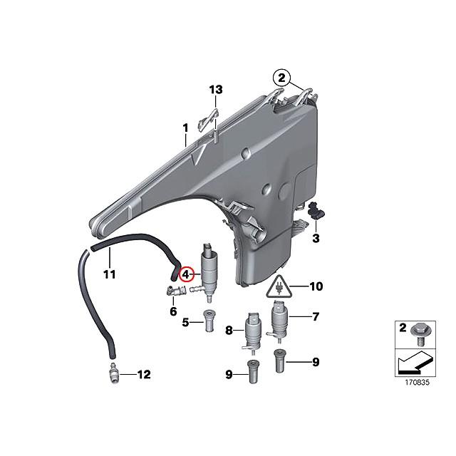 BMW ヘッドライト ウォッシャーポンプ E36 E38 E39 E46 E60 E61 E63 E64 E65 E66 E82 E86 E87 E88 E90 E91 E92 E93 X1 ...
