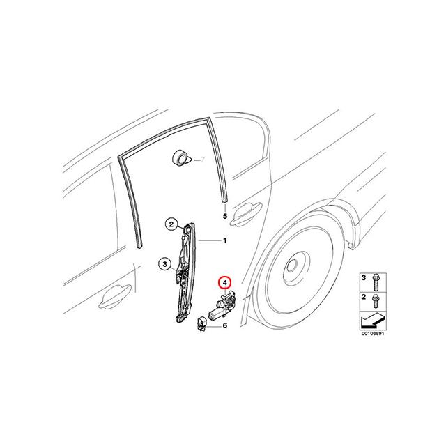 BMW パワーウインドウ レギュレーター モーター リア 右側 BMW 5シリーズ E60 525i 530i 540i 545i NA25 ...