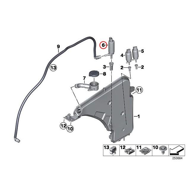 BMW ヘッドライト ウォッシャーポンプ 5シリーズ F07 F10 F11 523d 523i 528i 535i 550i Hybrid5 ...