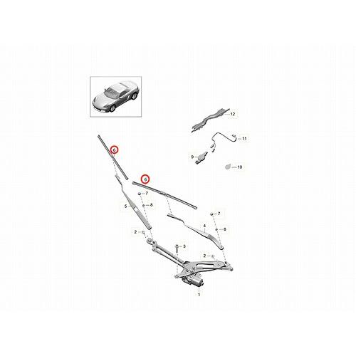 ワイパーブレード フロント 左右セット ポルシェ 911(991) ボクスター(718 981) ケイマン(718 981) 左ハンドル用 ...