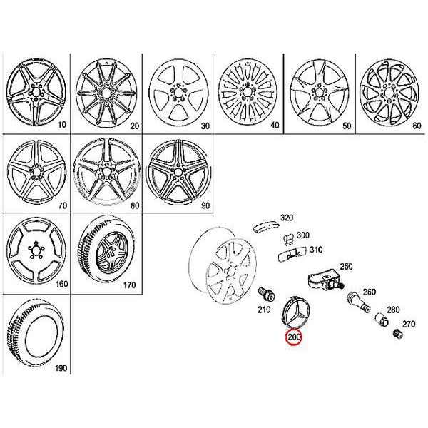 Mercedes-Benz 純正品 ホイールセンターキャップ シルバー 1個 メルセデスベンツ CLSクラス W219 b66470202 ...