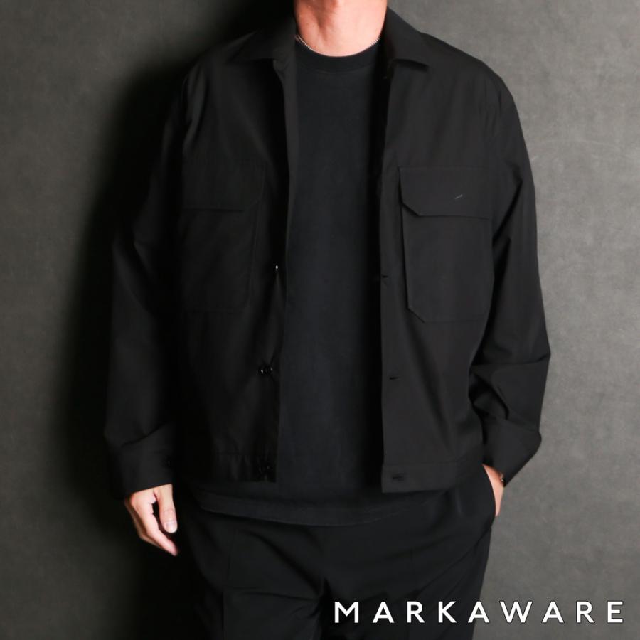 【MARKAWARE/マーカウェア】TAILORED SHIRT JACKET - BLACK / オーガニックGIZA80/1タイプライター - テーラードシャツジャケット ...