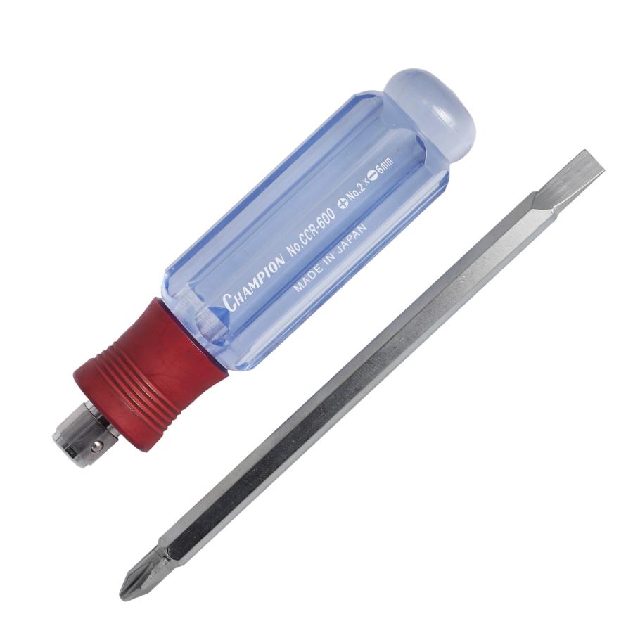 差替ドライバー (+2/-6.0)×100 プラス・マイナス兼用 差替式 六角軸 マグネット付き 日本製 2番 6mm 100mm 工具 ...