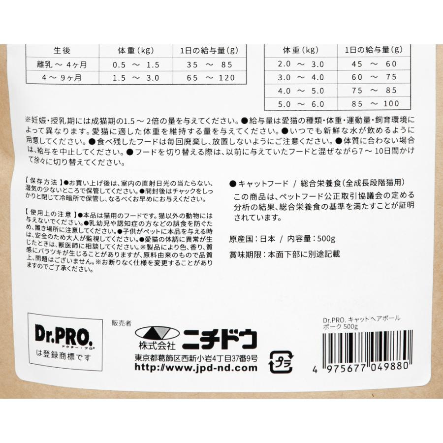 ニチドウ キャットフード 国産 ドクタープロ Dr．PRO キャットヘアボール ポーク 500g 猫 フード : チャーム charm ヤフー店 - 通販 - Yahoo!ショッピング