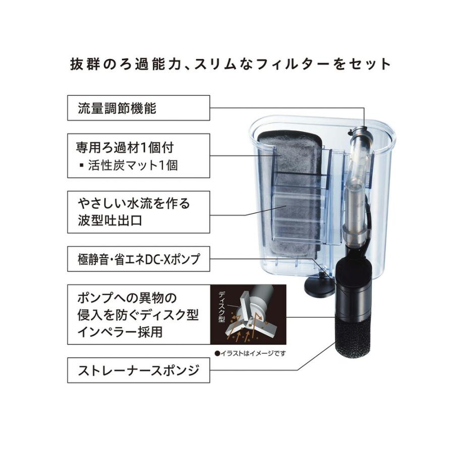 GEX ガラス水槽 グラステリアFL200 スリムフィルターセット＆クリアLED フラッティ ホワイト USBアダプター付 : チャーム charm ヤフー店 - 通販 - Yahoo!ショッピング