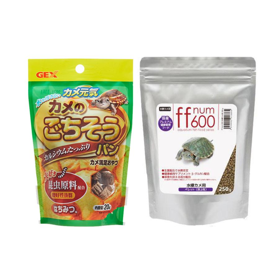 GEX カメ元気 カメのごちそうパン はちみつ味 20g＋ニオイ・汚れを抑える ff num600 水棲カメ用 ペレット（浮上性） 250g : チャーム charm ヤフー店 - 通販 ...